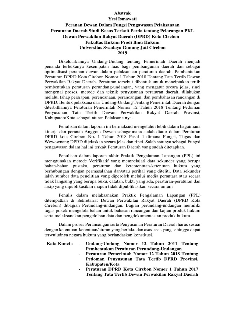CONTOH Abstrak Laporan PPL Di DPRD | PDF