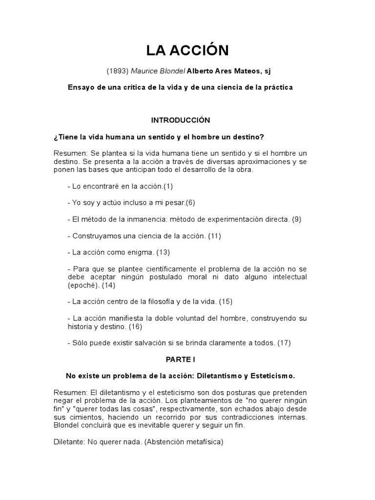 La acción según Maurice Blondel | PDF | Conocimiento | Verdad