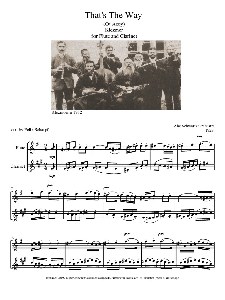 Abe Schwartz Klezmer Thats The Way For Flute Clarinet | PDF | Jews And ...