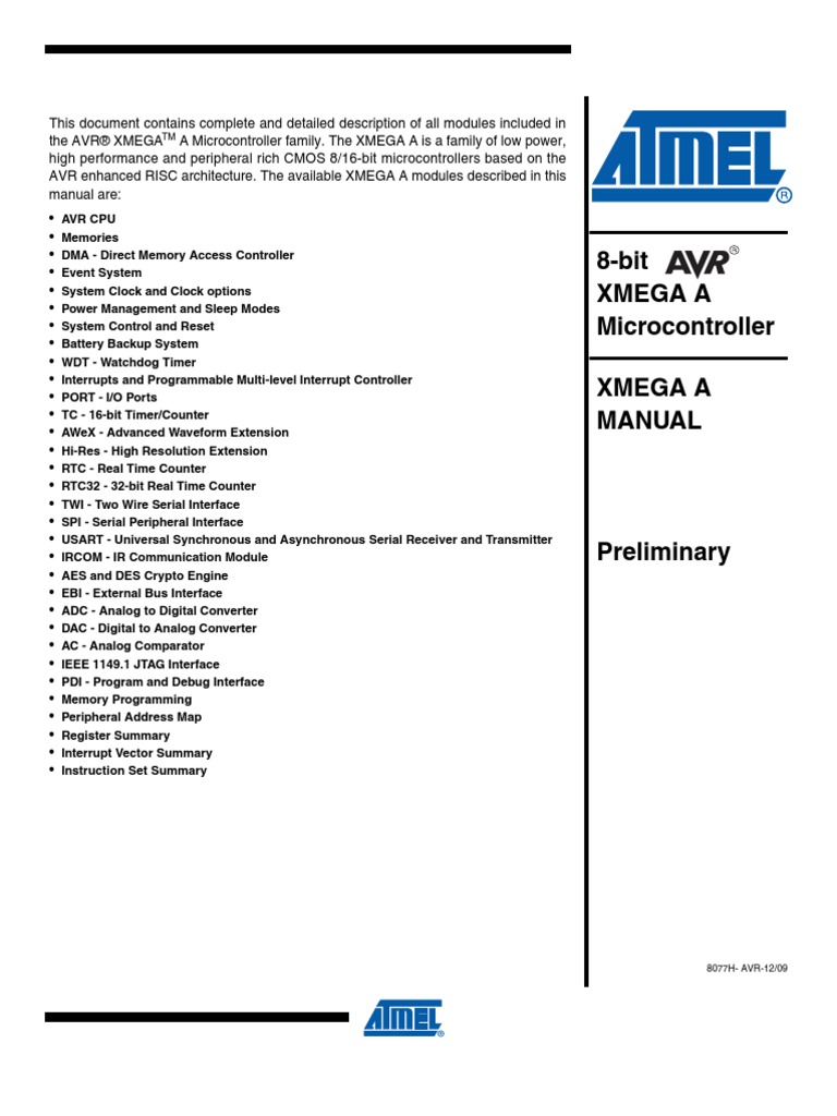 8-Bit Xmega A Microcontroller Xmega A Manual | PDF | Microcontroller | Central Processing Unit