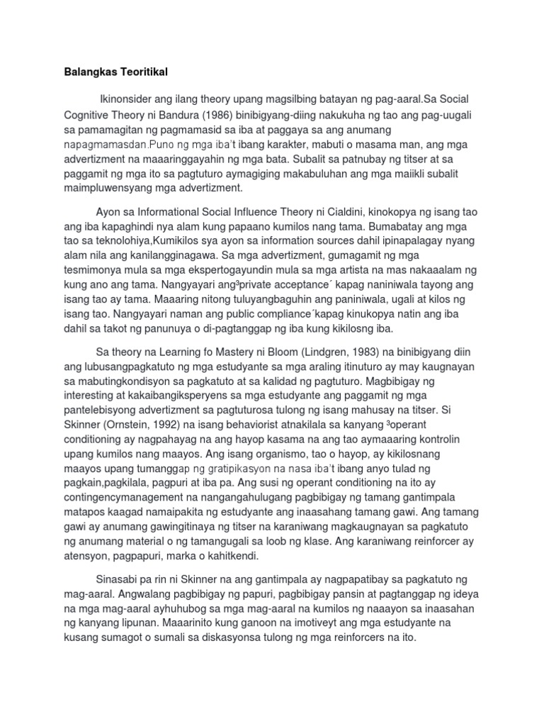 Balangkas Teoritikal | PDF