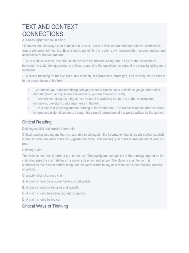 Text and Context | PDF