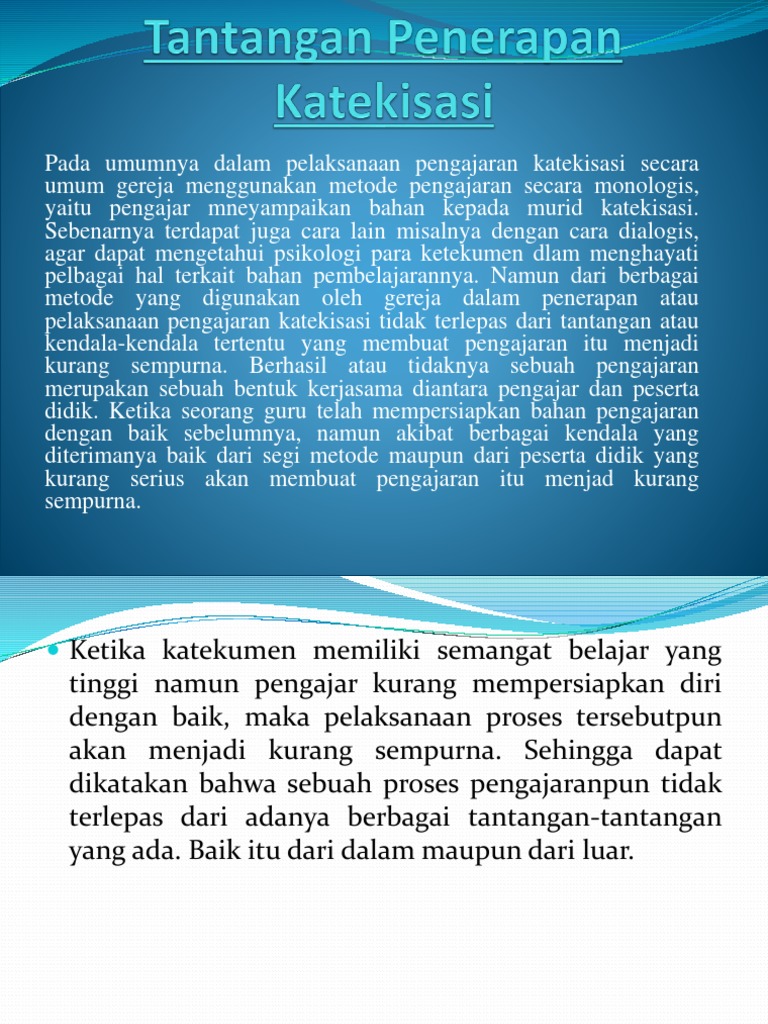 Tantangan Penerapan Katekisasi | PDF