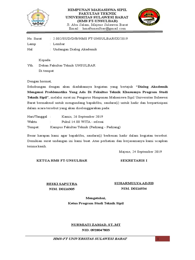 Contoh Surat Undangan Dialog Akademik | PDF