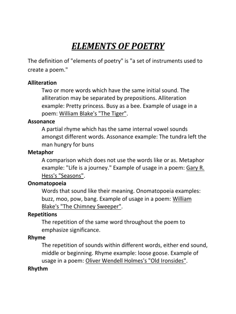Elements of Poetry, Fiction and Drama | PDF | Poetry | Narrative
