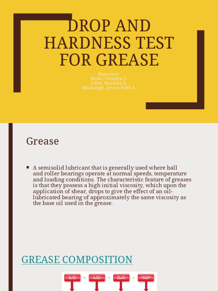 DROP and Hardness Test For GREASE PDF | PDF | Lubricant | Bearing ...