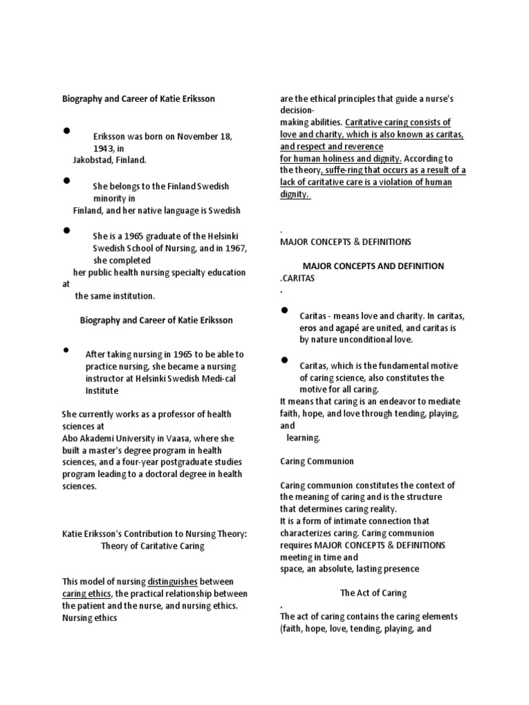 Katie Eriksson's Contributions to Nursing Theory | PDF | Suffering ...
