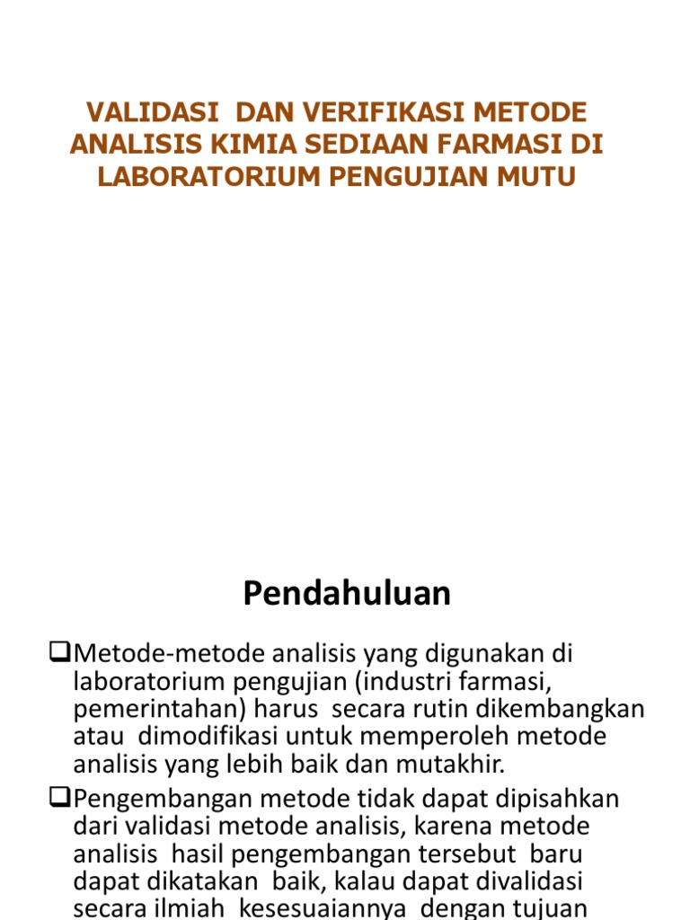 Validasi Dan Verfikasi Metode Analisis | PDF
