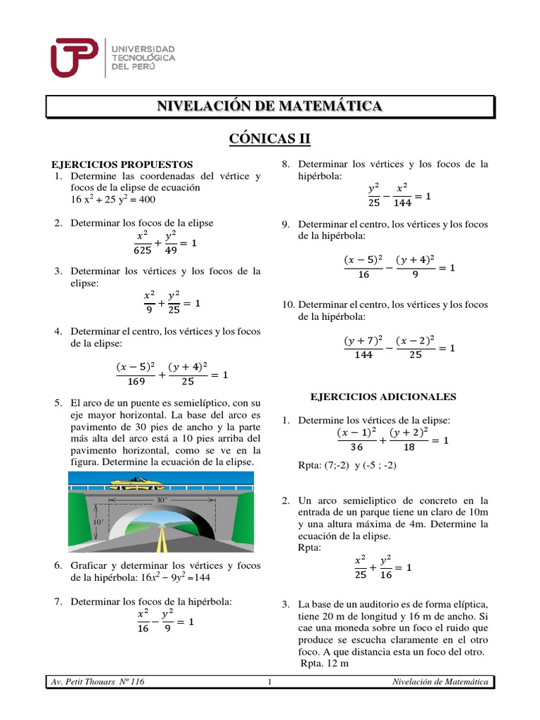 Ejercicios de Cónicas: Elipses y Hipérbolas | PDF | Elipse | Geometría analítica