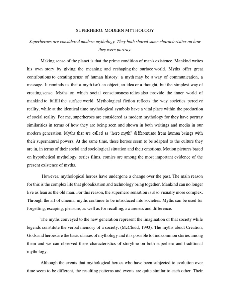 Modern Mythology: Superheroes as Representations of Ancient Myths and ...