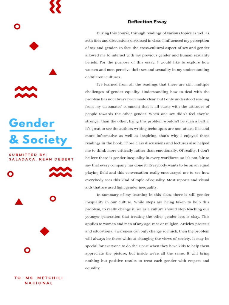 Reflecting on Gender Perceptions | PDF | Gender Inequality | Gender Studies