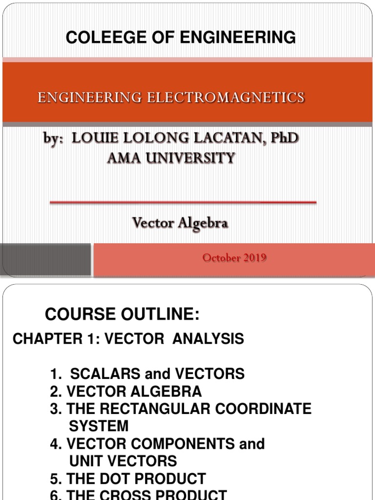 Chapter - 1 Vector Analysis PDF | PDF | Euclidean Vector | Electric Field