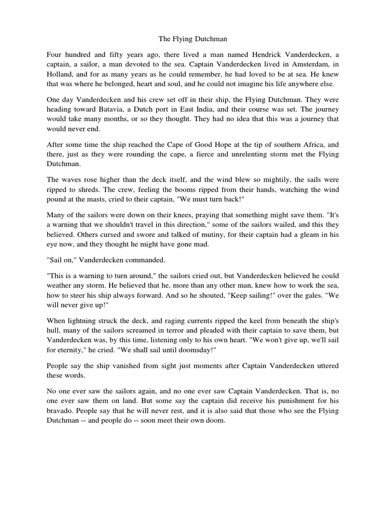 The Flying Dutchman | PDF | Watercraft | Ships