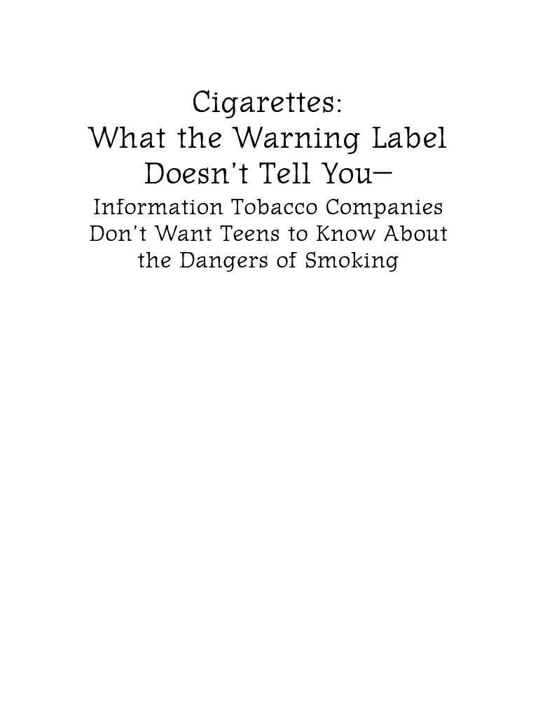 Cigarettes Warning Label Book | PDF | Tobacco Smoking | Addiction
