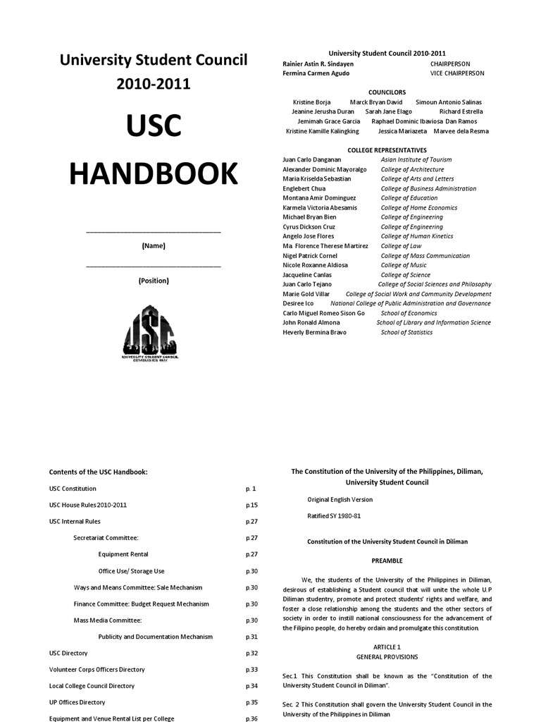 USC Handbook Handbook: University Student Council 2010-2011 University ...