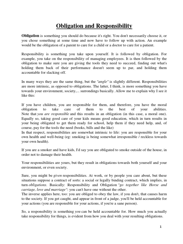 2 Obligations and Responsibilities PDF | PDF