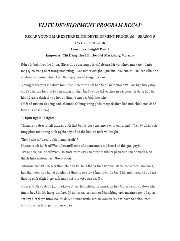 ELITE Development Program Recap | PDF