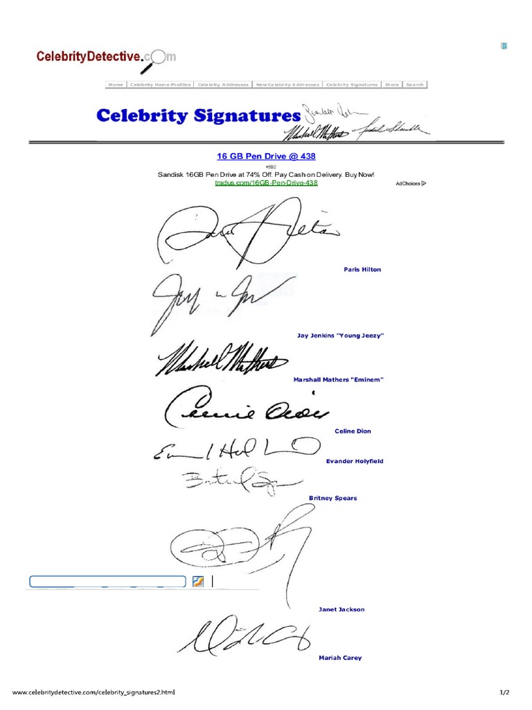 Celebrity Signatures Continued | PDF