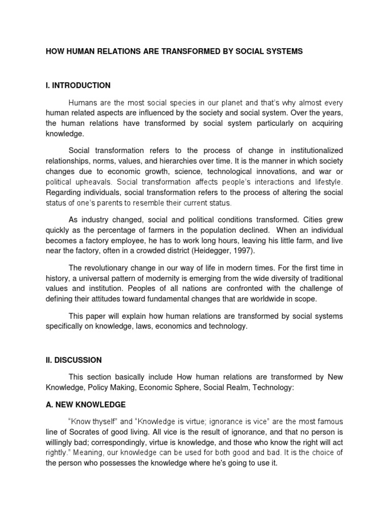 How Human Relations Are Transformed by Social Systems | PDF