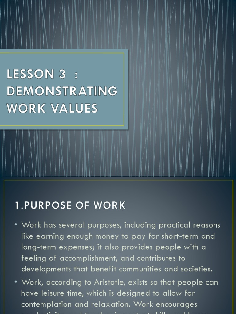 Lesson 3 (1 - 6) Demonstrate Work Values (1pax) | PDF