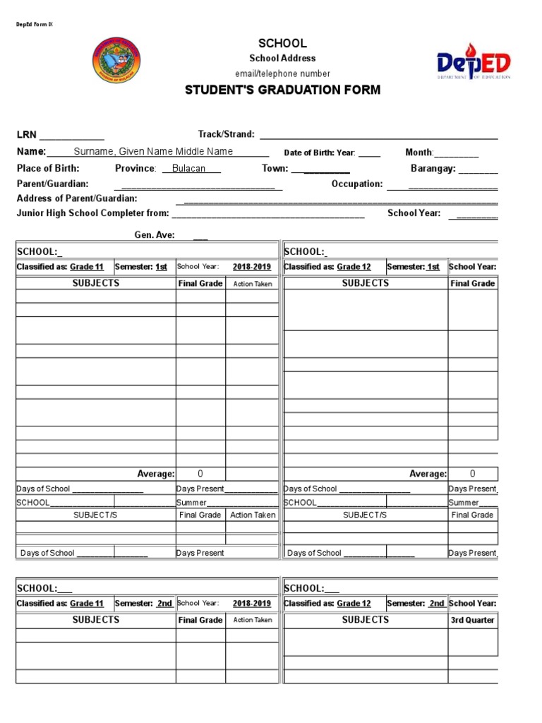 DepEd Form IX Summary | PDF