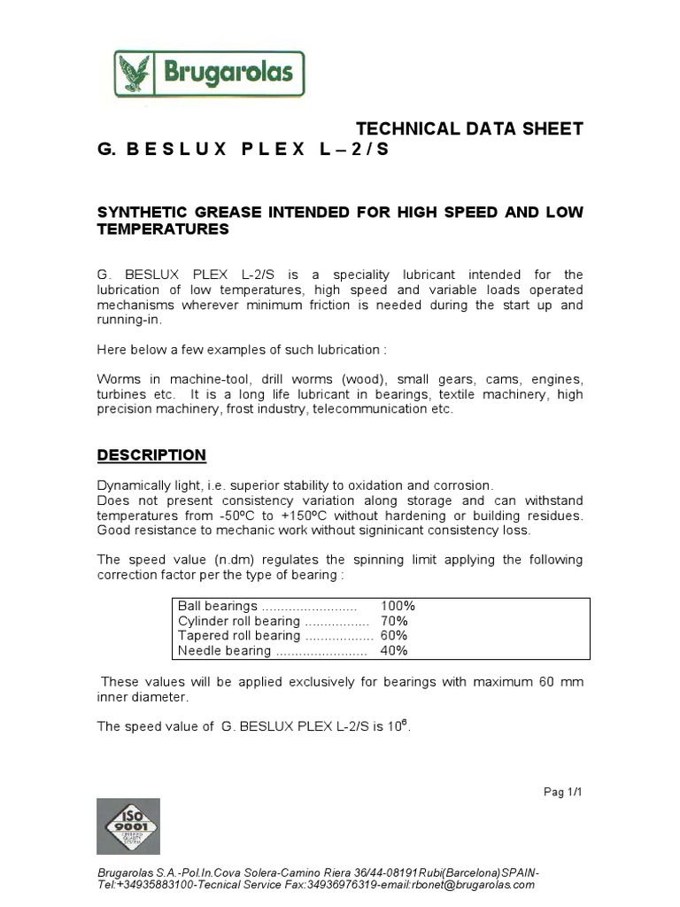 High-Speed Low-Temp Synthetic Grease | PDF
