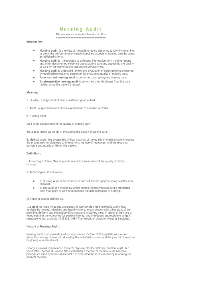 Nursing Audit | PDF