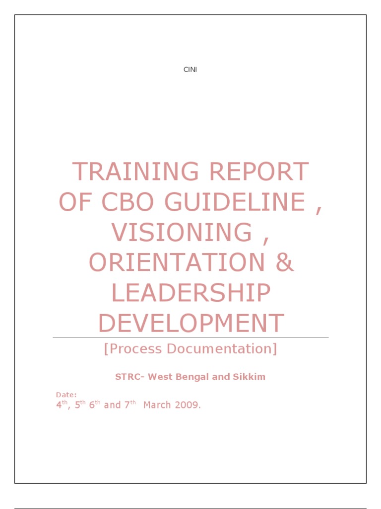 Training Reports of CBO Guideline | PDF | Team Building | Goal Setting