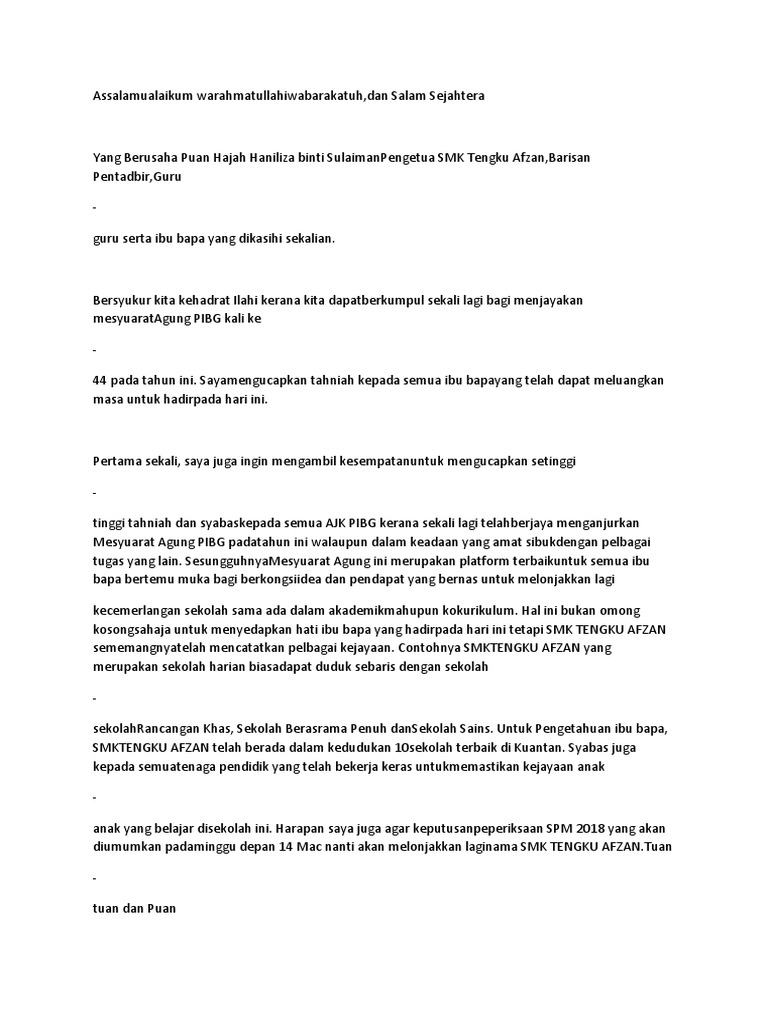 Teks Ucapan Ydp | PDF