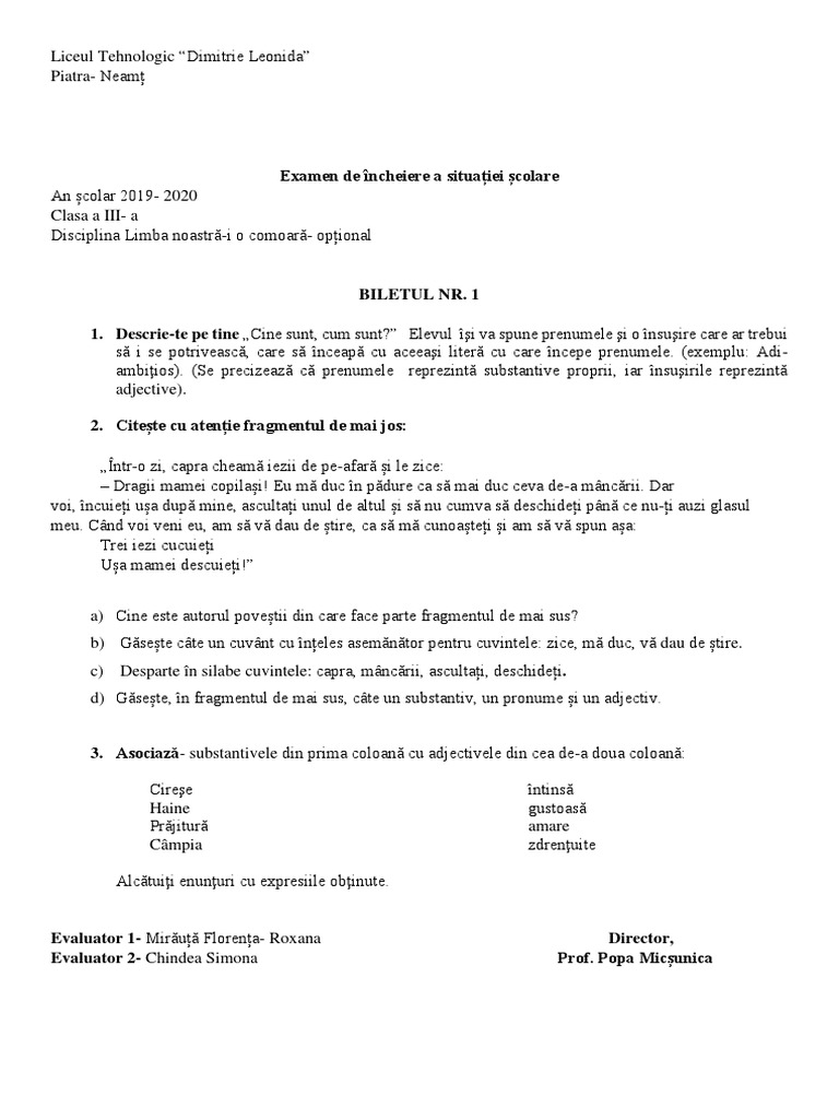 Opțional Scris Oral | PDF