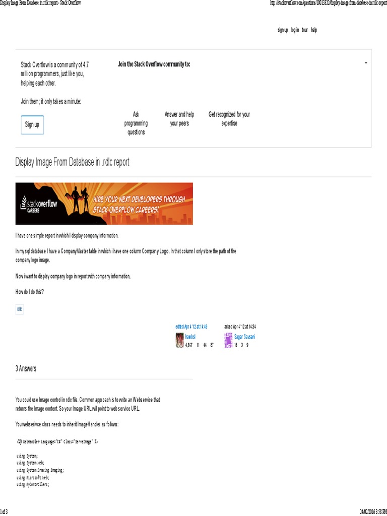 Display Image From Database in .RDLC Report - Stack Overflow | PDF