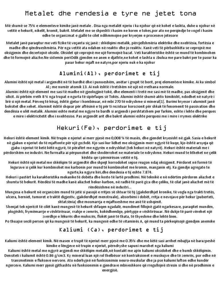 Metalet Dhe Vetit e Tyre | PDF