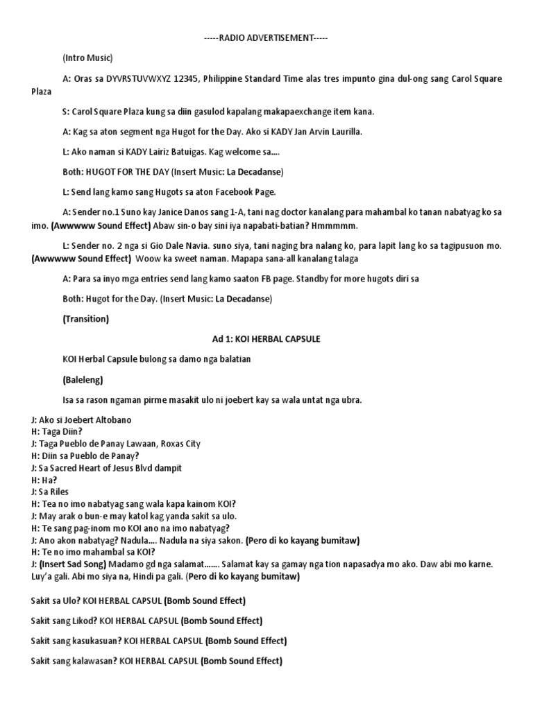 Radio Advertisement | PDF