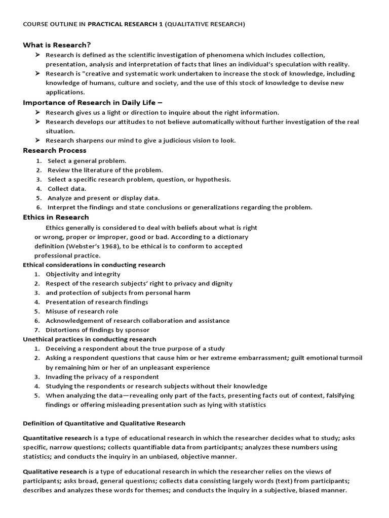 Handouts PRACTICAL RESEARCH | PDF