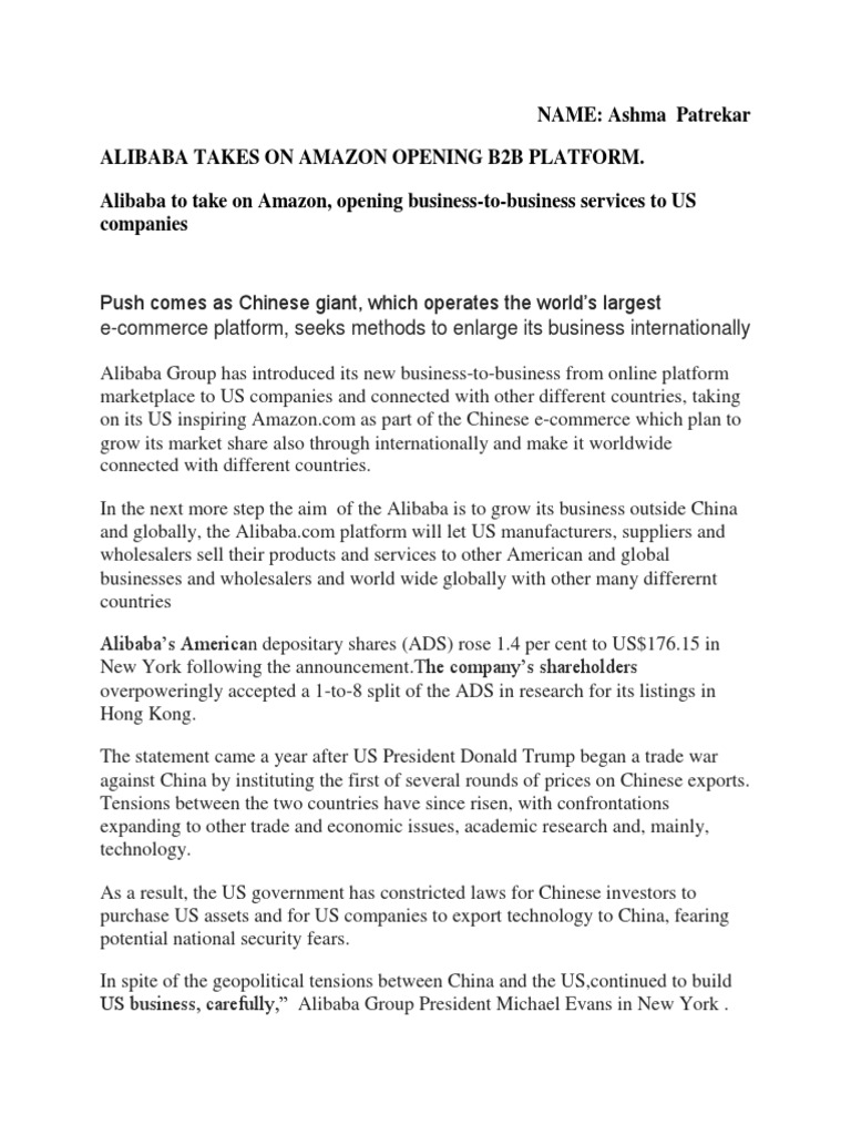 BCG Matrix of Amazon and Alibaba On b2b Platform | PDF