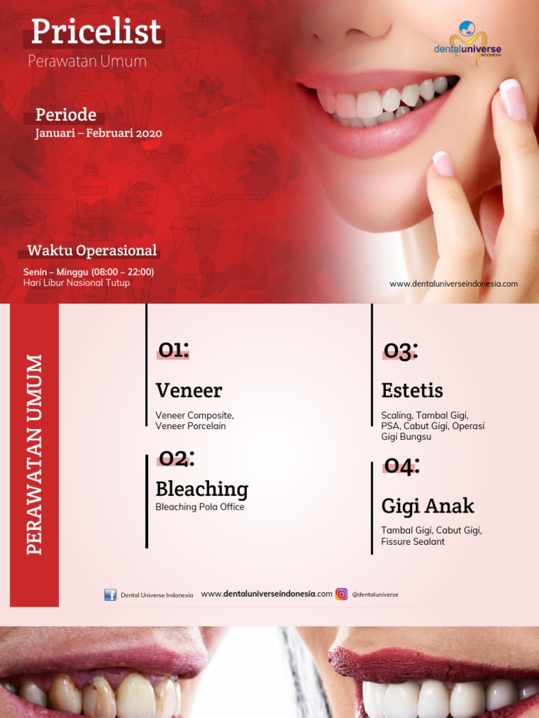 Pricelist Perawatan Umum - Dental Universe Indonesia | PDF