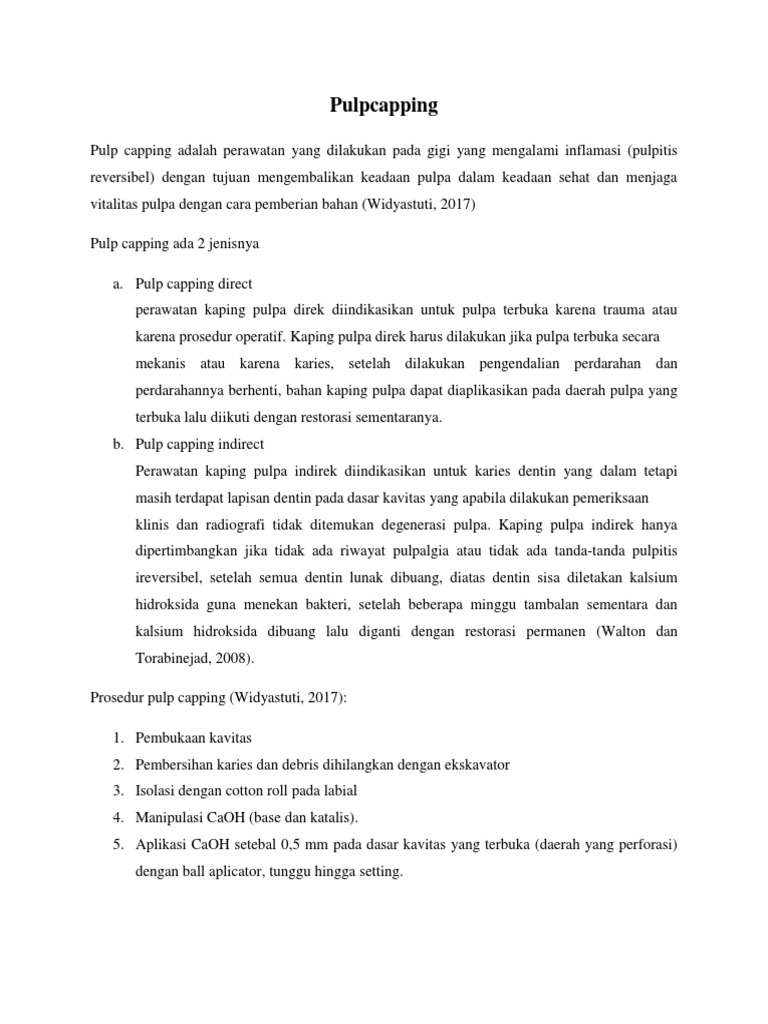 Panduan Lengkap Pulp Capping Gigi | PDF