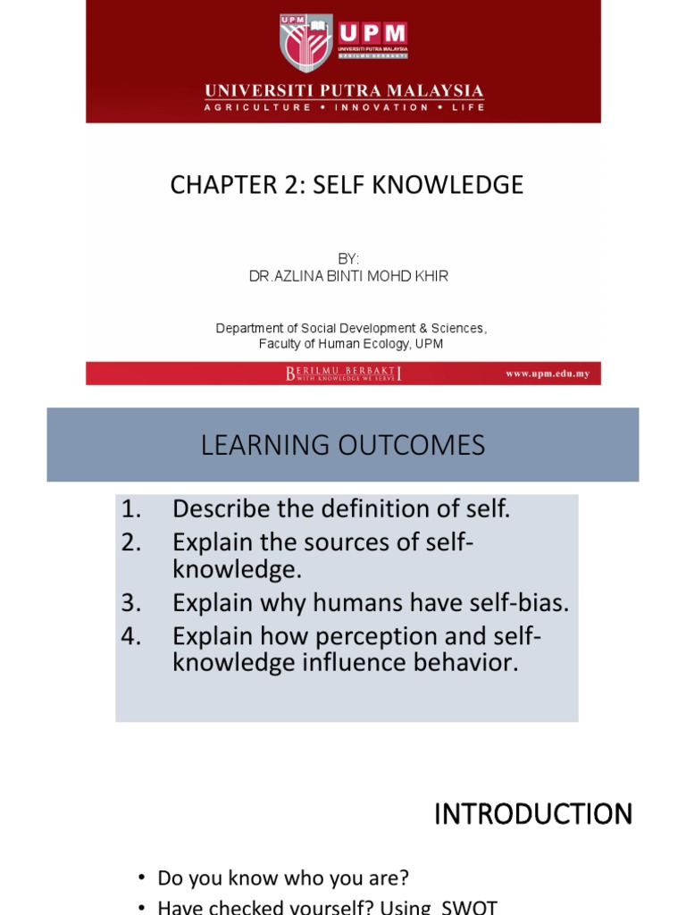 Lect2 - SELF KNOWLEDGE (PART 1) | PDF