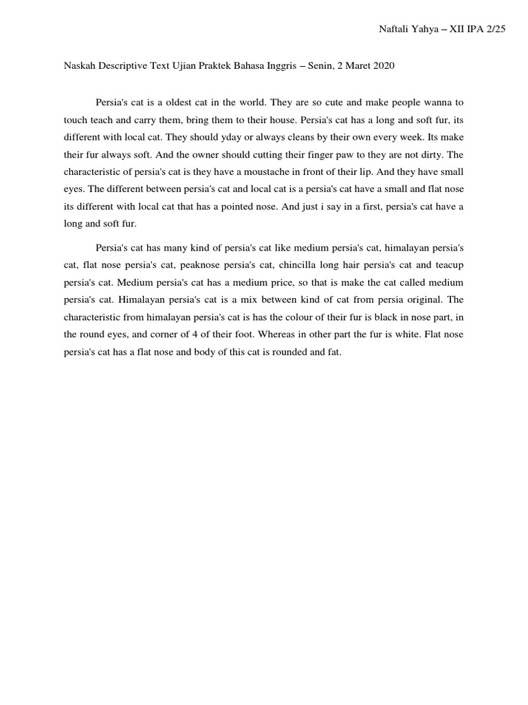 Naskah Descriptive Text Ujian Praktek Bahasa Inggris | PDF