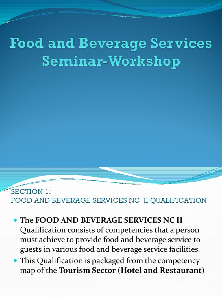Food and Beverage Services Seminar-Workshop | PDF
