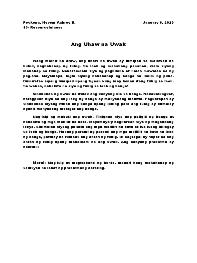 Ang Uhaw Na Uwak | PDF