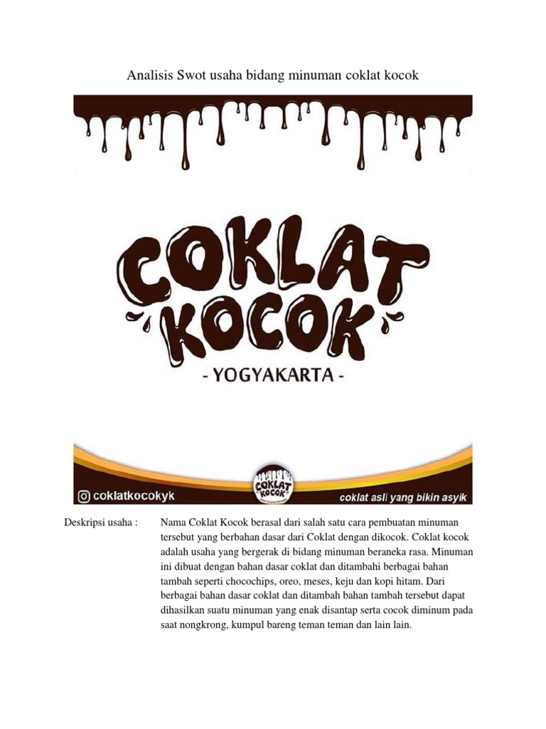 Analisis Swot Usaha Bidang Minuman Coklat Kocok | PDF
