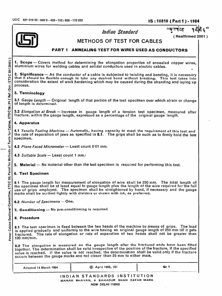 1 - Annealing Test For Wires Used in Conductors | PDF