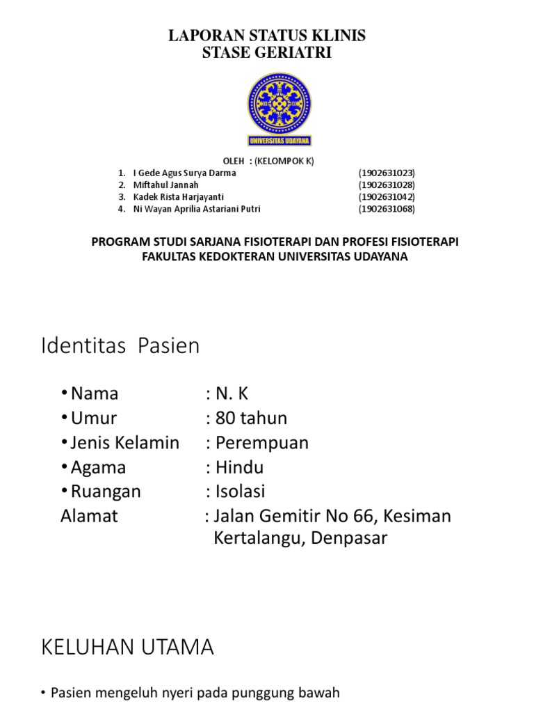 Laporan Status Klinis Pasien Geriatri | PDF