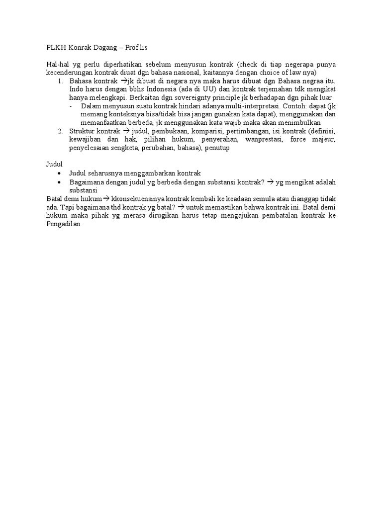 PLKH Konrak Dagang - Prof lis | PDF