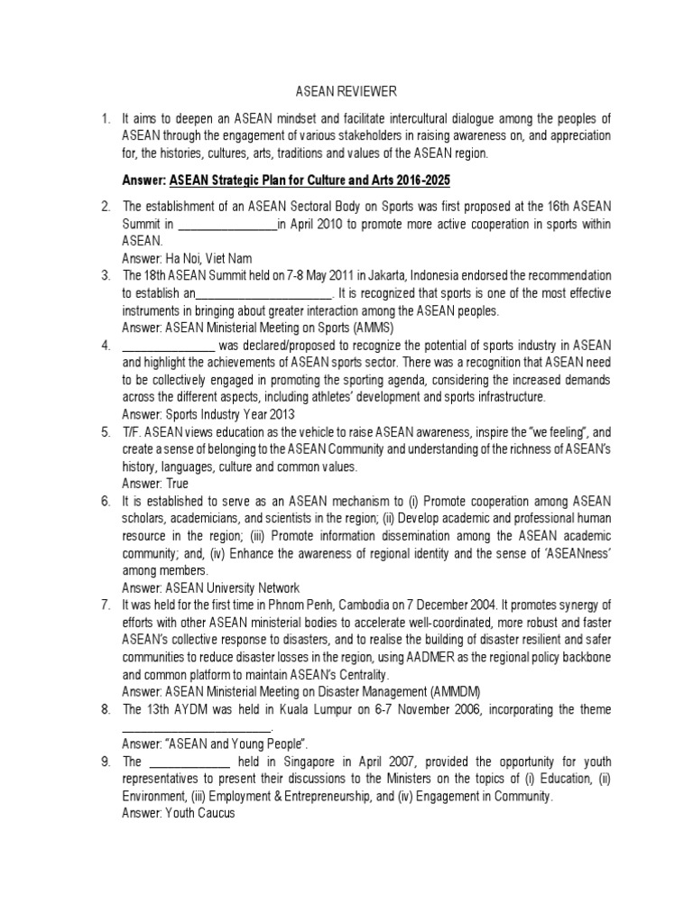 Promoting Cooperation and Understanding: An Overview of ASEAN's ...