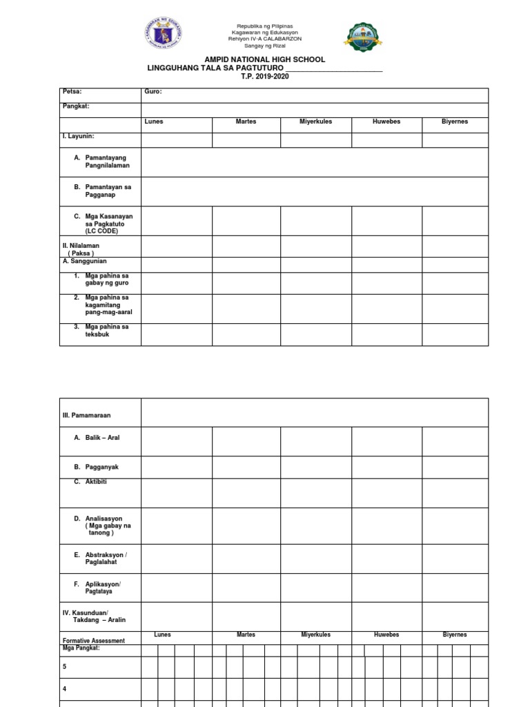DLL Filipino New Template | PDF