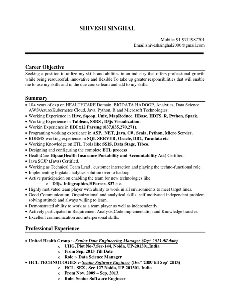 Resume SHIVESH SINGHAL | PDF
