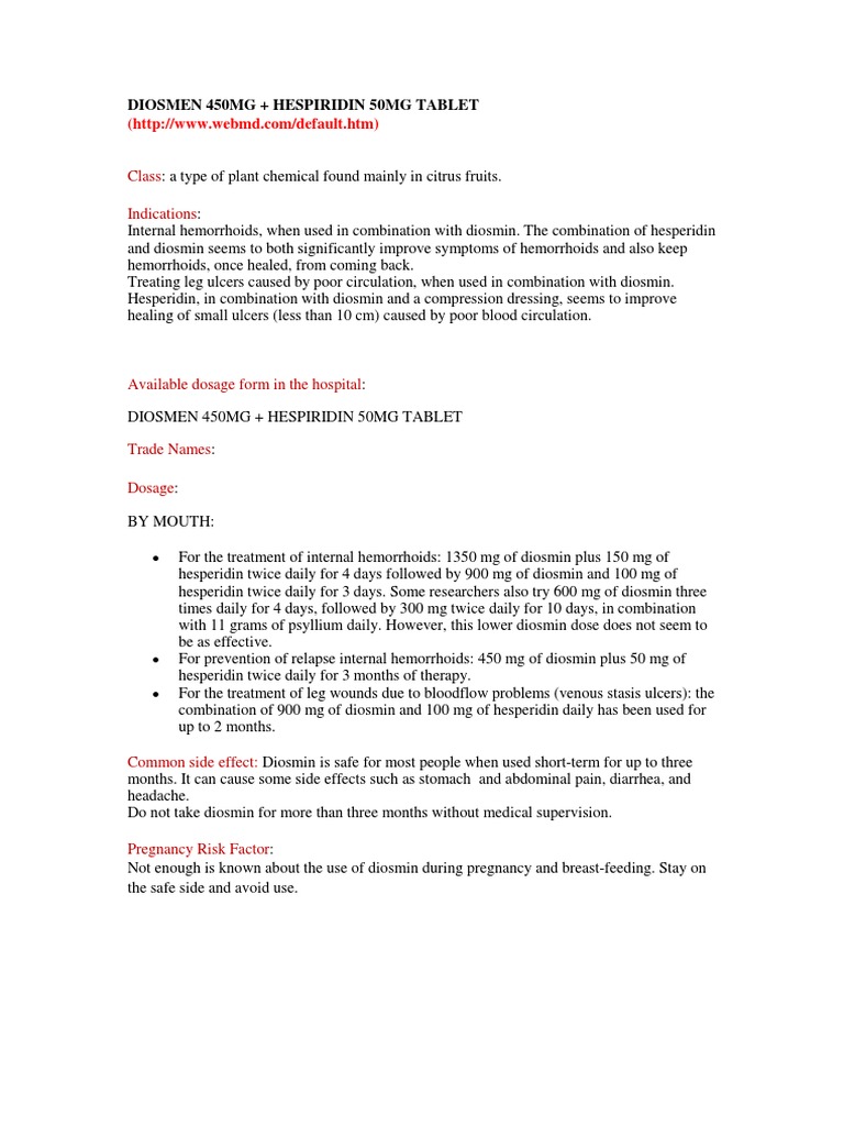 Diosmin-Hesperidin for Hemorrhoids | PDF