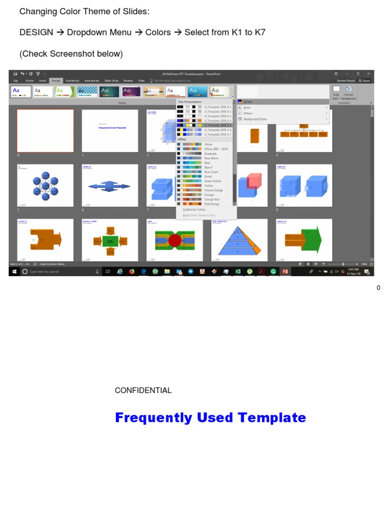 250+ McKinsey Frequently Used Templates (7 Color Themes) | PDF